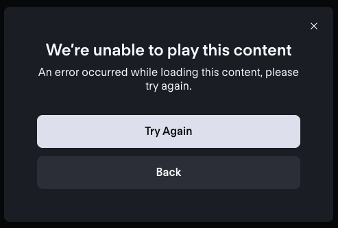 Receiving a message: We're unable to play this content – Help Centre
