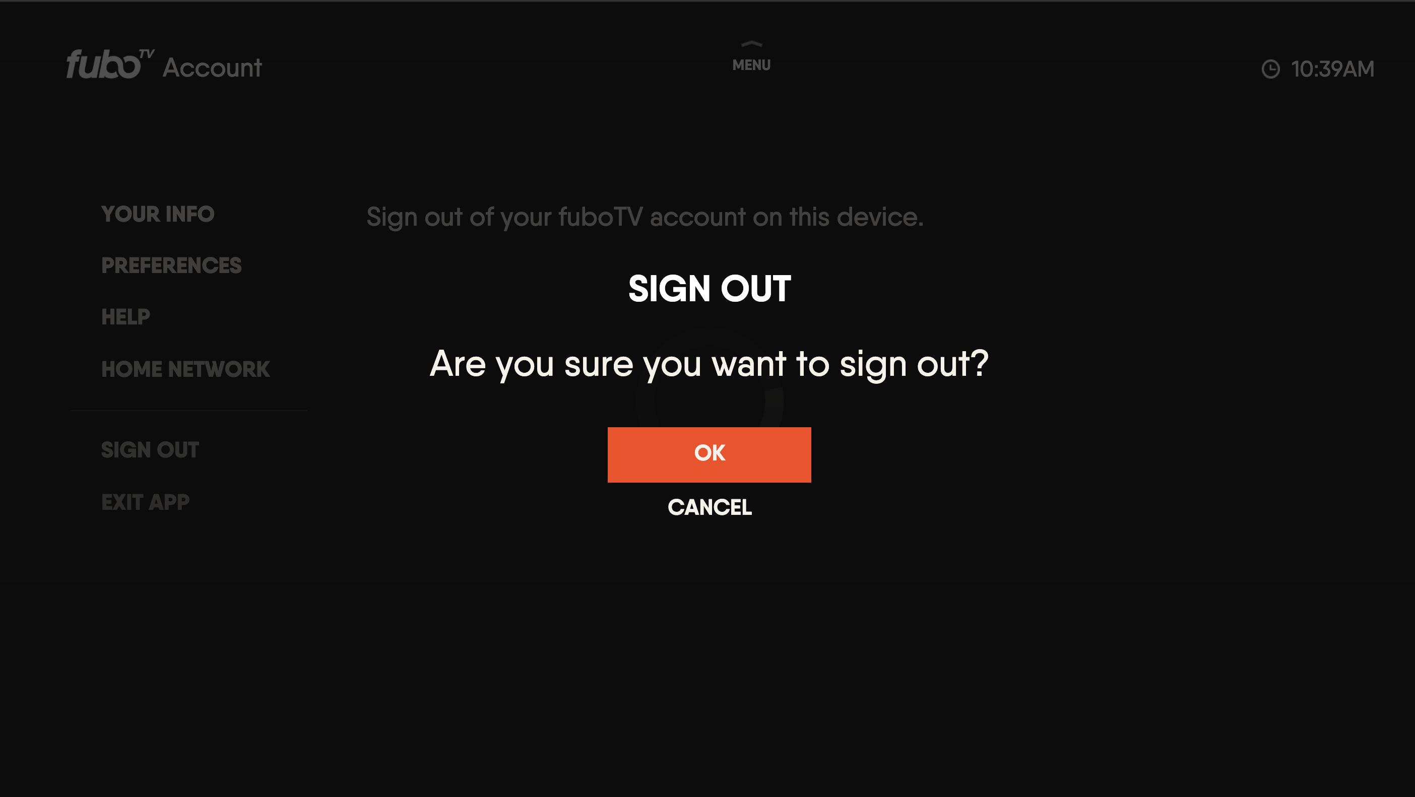 How do I sign out of the Fubo app? – Help Center